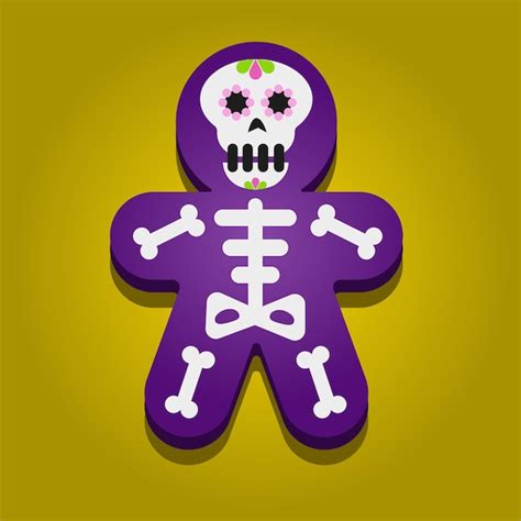 Premium Vector Skull Shape Gingerbread Cookie With Icing Topping