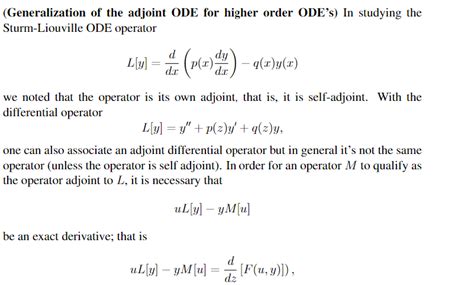 Solved Generalization Of The Adjoint Ode For Higher Order
