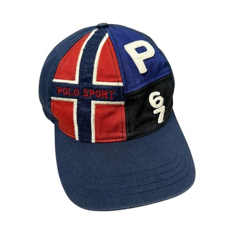 Rare Vtg 90s Polo Sport Ralph Lauren Patchwork Norway Flag 67 Strapback