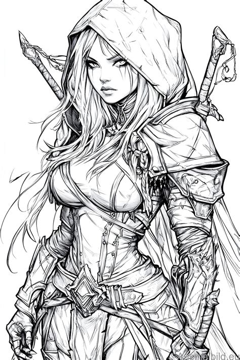 Rpg Elfen Kriegerin Ausmalbildeu Dragon Coloring Page Warrior