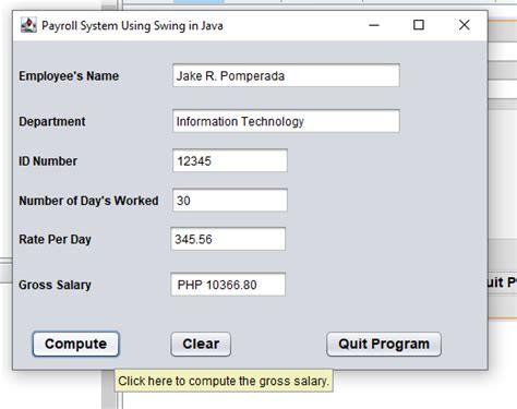 Payroll System Using Swing In Java Free Computer Programming Source Codes To All