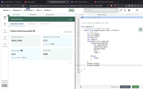 gfg160 geekstreak2025 dsa java problemsolving arraymerge