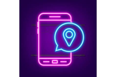 Flat Neon Icon Pin Smartphone Vector Graphic By DG Studio Creative Fabrica