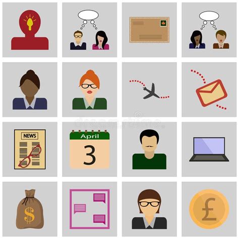 Icon Set Gray Square Stock Vector Illustration Of Message 70611277