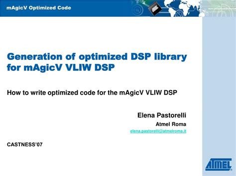 PPT Generation Of Optimized DSP Library For MAgicV VLIW DSP PowerPoint Presentation ID