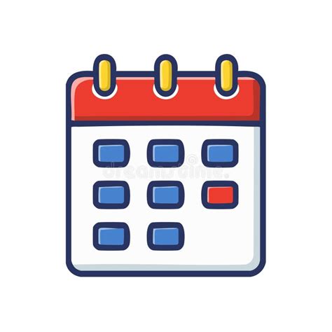 Simple Cartoon Style Desk Calendar With Red Top And Grid Of Blue Date