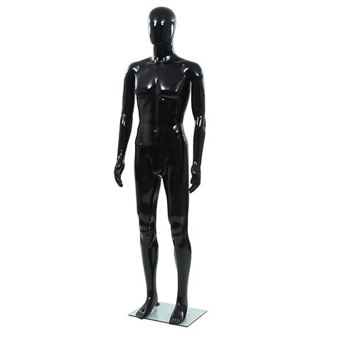 Vidaxl Full Body Male Mannequin With Glass Base Glossy Black 185 Cm