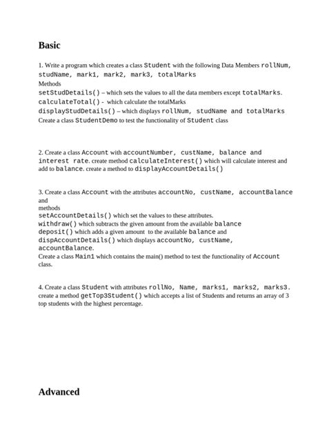 Oop Ass 1 Classes And Objects Pdf Class Computer Programming