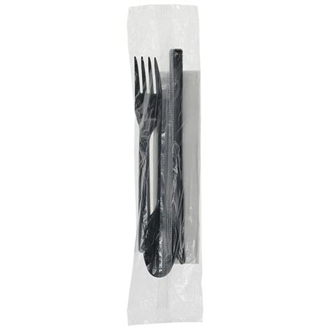 Wrapped Cutlery Set Fork Spoon Knife Napkin Pactiv Evergreen