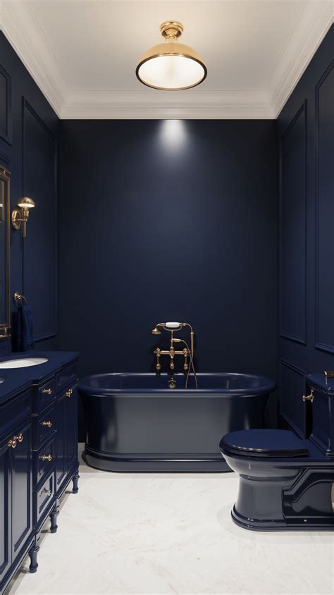 40 Best Navy Blue Bathrooms With Stunning Gold Accents Feel Your Home