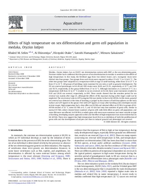 Pdf Effects Of High Temperature On Sex Differentiation And Germ Cell