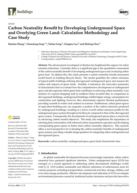 Pdf Carbon Neutrality Benefit By Developing Underground Space And
