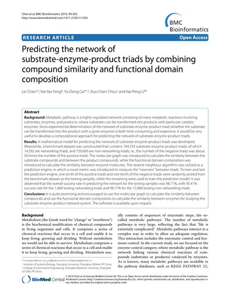Pdf Predicting The Network Of Substrate Enzyme Product Triads By