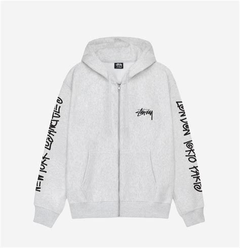 Stussy 스투시 실시간 인기 스타일 스투시 빅 시티 후드 집업 애쉬 헤더 온더룩