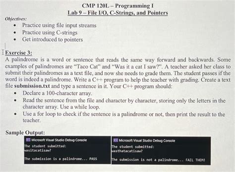 Solved Cmp 120l Programming I Lab 9 File Io C Strings