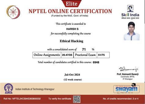 Ethicalhacking Cybersecurity Nptel Continuouslearning Skilldevelopment Harish Jayalakshmi