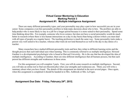 Multiple Intelligence Assignment