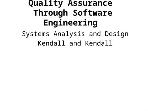 Ppt Quality Assurance Through Software Engineering Systems Analysis