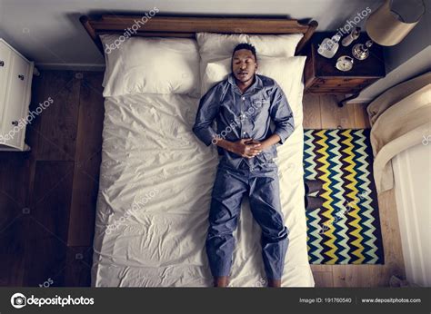 Lonely Man Sleeping Alone Bed Stock Photo By Rawpixel