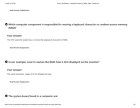 Solution Quiz Worksheet Computer Process For Basic Tasks Study Com