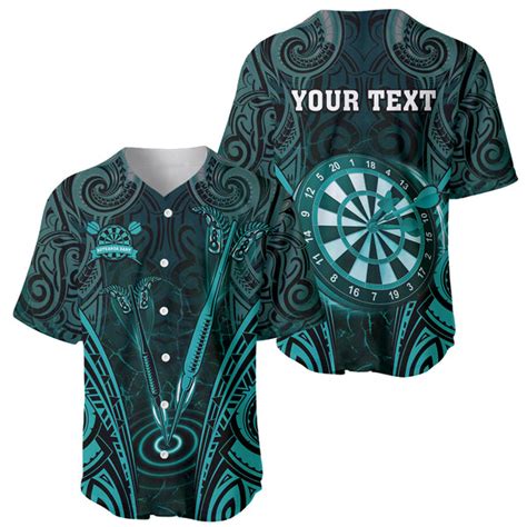 Personalised New Zealand Darts Baseball Jersey Turquoise Dart Board