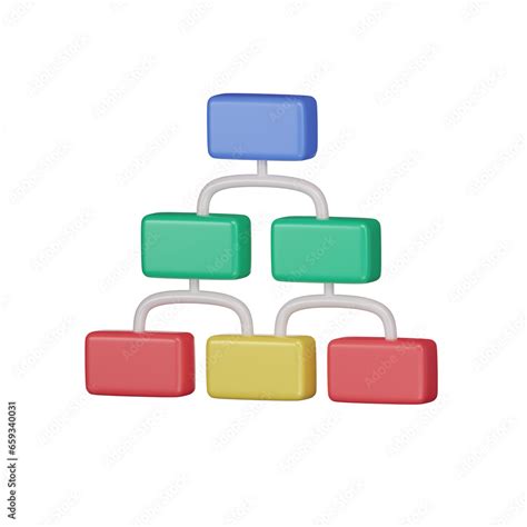 Hierarchical Structure Charts And Diagrams 3d Icon Stock Illustration