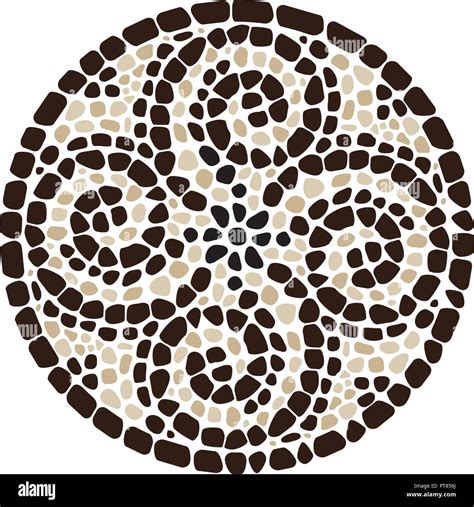 Vector Abstract Colorful Mosaic Round Pattern Pebble Stone Mosaic Circle Background Brown