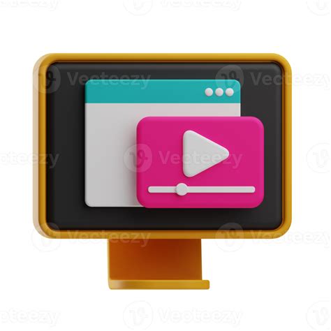 3d Illustration Video Button Monitor Web Development 22587897 Png