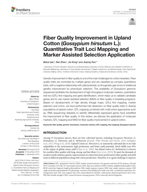 Pdf Fiber Quality Improvement In Upland Cotton Gossypium Hirsutum L