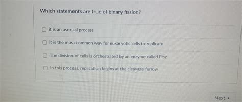 Solved Which Statements Are True Of Binary Fission It Is An Chegg
