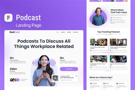 Rodcast Podcast Landing Page Figma Template Figma