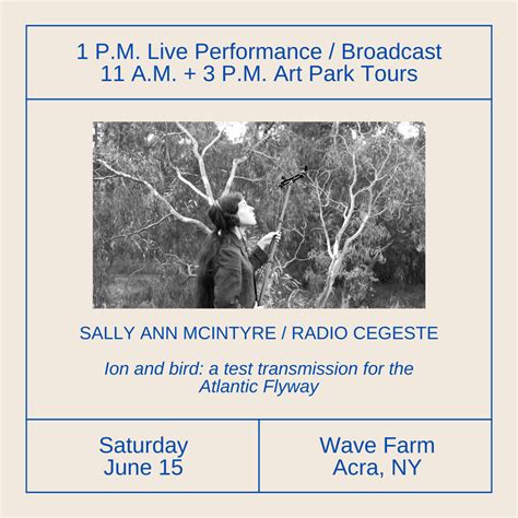 Wave Farm Wave Farm Artist In Residence Sally Ann Mcintyre Radio