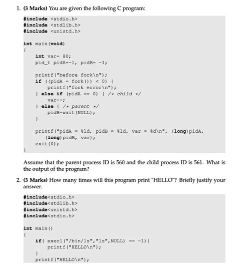 Solved Marks You Are Given The Following C Program Chegg