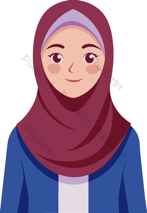 فتاة محجبة كرتونية مبتسمة صور Png Eps تحميل مجاني Pikbest