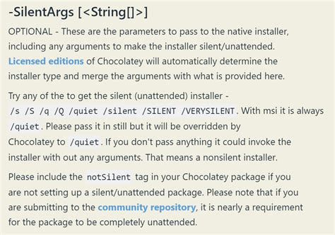 Chocolatey How Do I Find The Silent Install Parameters For