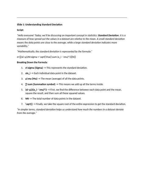 Script Standard Deviation Report Pdf Quartile Descriptive Statistics