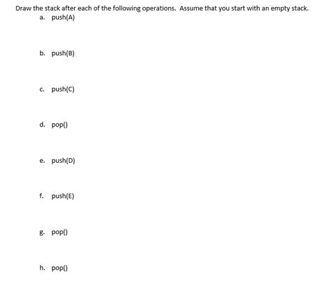 Solved Draw The Stack After Each Of The Following Chegg