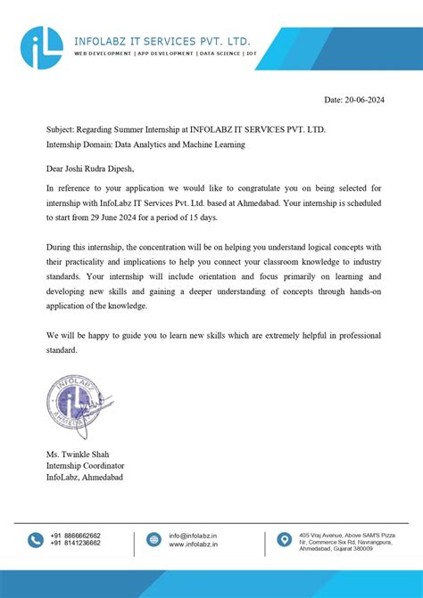 Got Selected As An Intern At Infolabz Rudra Joshi Posted On The Topic Linkedin