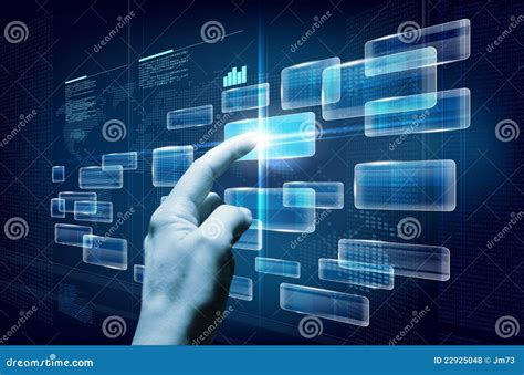 Future Touchscreen Interface With Hand Stock Illustration Illustration Of Innovative Choose