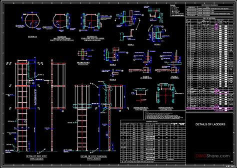 61 Free Download Of Ladders Elevation And Sections Autocad Drawing Dwg
