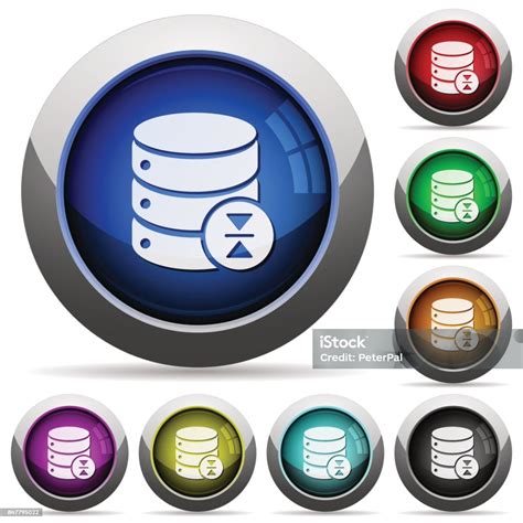 Select Database Table Row Round Glossy Buttons Stock Illustration