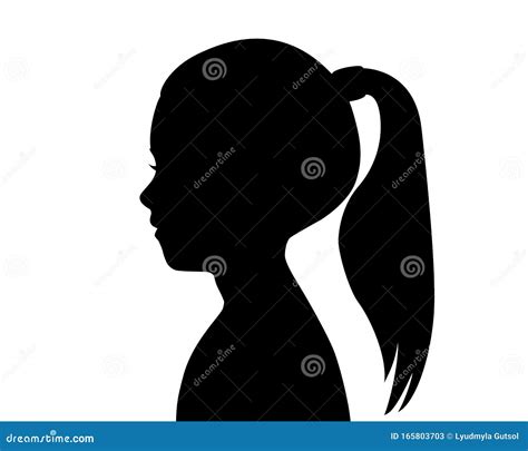 Silhouette Of Beautiful Girl In Profile With Long Hair Vector