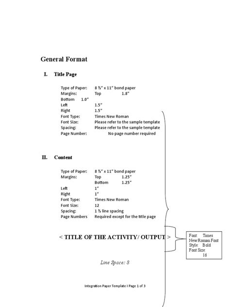 General Format And Template For An Integration Paper Pdf Times New
