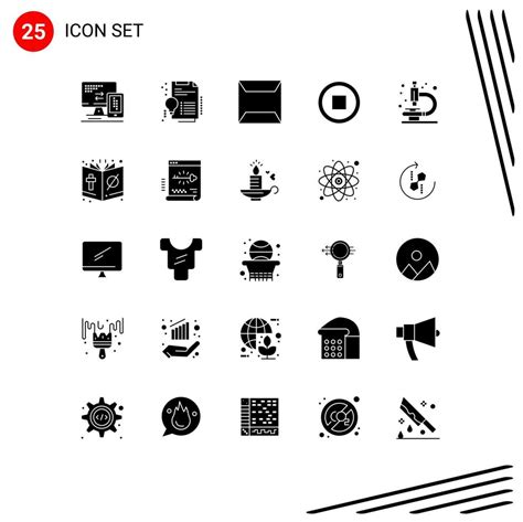 25 Thematic Vector Solid Glyphs and Editable Symbols of bible microscope documents lab interface ...