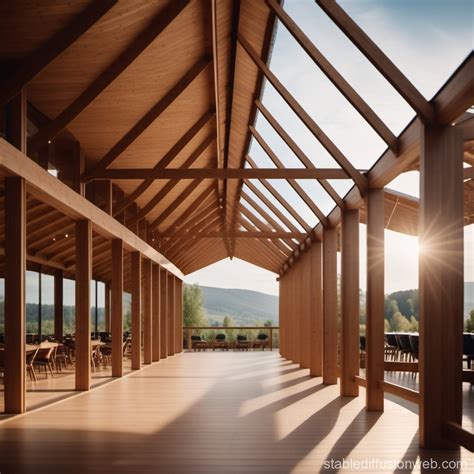 Timber Span Architecture With Folded Plate Structure Stable Diffusion