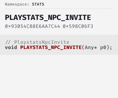 PlaystatsNpcInvite FiveM Natives Cfx Re Docs