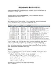 Lab Pdf WIRESHARK LAB SOLUTION Answers Were Taken From Students With Correct Lab Reports