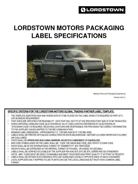 Dd Lmc Packaging Label Specifications Version 20212 Pdf Barcode
