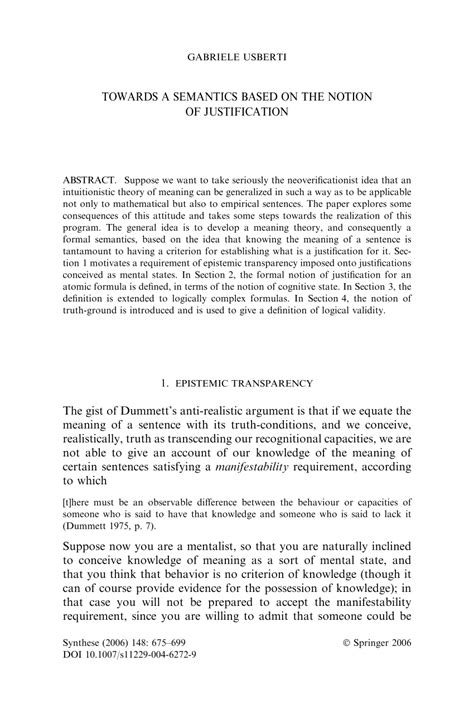 pdf towards a semantics based on the notion of justification