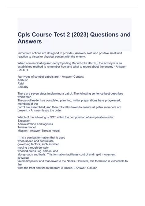 Cpls Course Test 2 2023 2024 Questions And Answers Corporals Course Stuvia Us